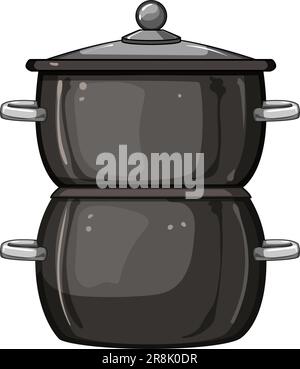 chocolate double boiler pan cartoon vector illustration Stock Vector ...
