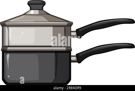 healthy double boiler pan cartoon vector illustration Stock Vector ...