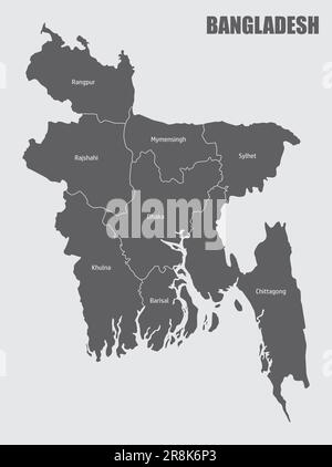 Bangladesh administrative map isolated on white background Stock Vector ...
