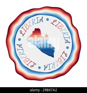 Liberia round stamp. Round logo with country map and title. Stylish minimal Liberia badge with ...