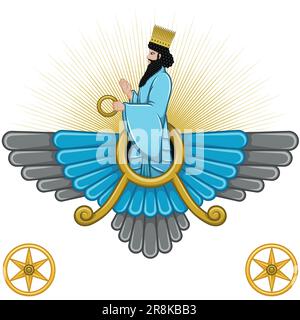Vector design of Faravahar symbol, winged solar disk, Zoroastrian ...