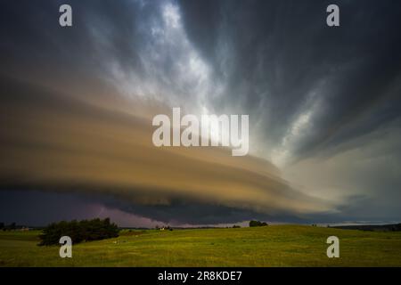 Angry supercell storm influenced by Climate change. Dangerous storm ...