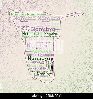 NAMIBIA map design. Country names in different languages and map shape ...