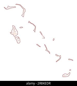 Bahamas map design. Country names in different languages and map shape ...