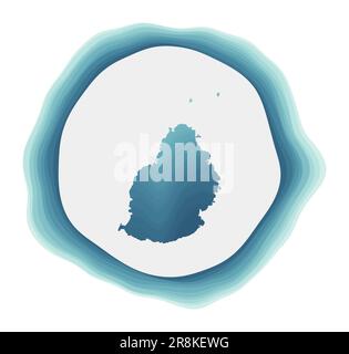 Mauritius logo. Sign with the map of the island and colored stripes ...