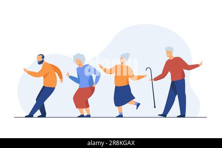 Happy old people dancing isolated flat vector illustration Stock Vector ...
