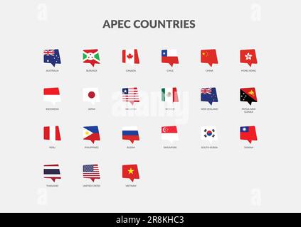 APEC - Asia-Pacific Economic Cooperation Countries Rectangle flag icon ...