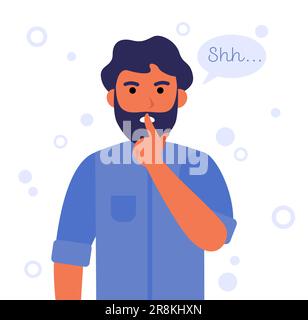 Business man asking silence please. Keep quiet. Man closed his mouth ...