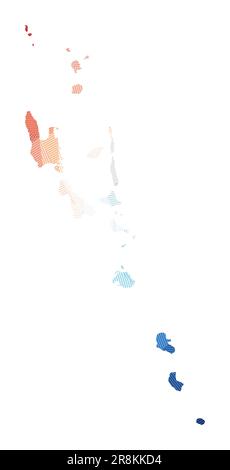 Vanuatu network map. Abstract geometric map of the country. Digital ...