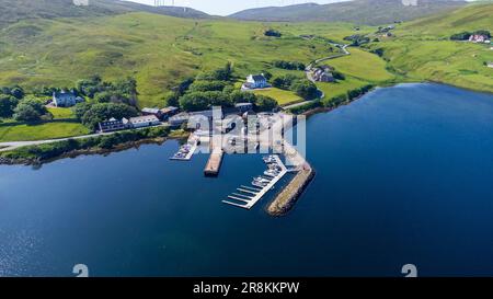 Village of Voe in the central mainland of Shetland Isle off the north ...