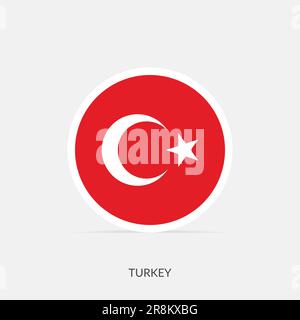 Flag of Turkey, round icon with shadow, national symbol Stock Vector ...