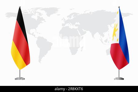 Philippines and Germany flags for official meeting against background ...