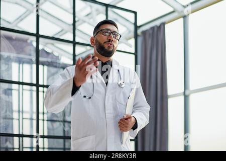 Portrait of cheerful joyful doc with bristle in white lab coat Stock ...