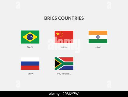 BRICS Countries Rectangle flag icon collection Stock Vector Image & Art ...