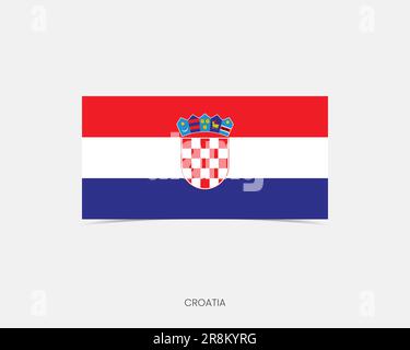 Croatia flag - flat vector square with rounded corners and dropped ...