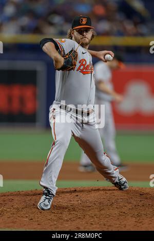 Baltimore Orioles starting pitcher Cole Irvin throws to the Colorado ...