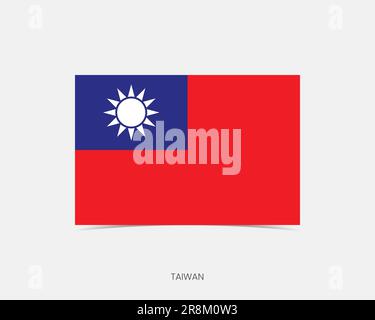 Taiwan flag - flat vector rectangle with rounded corners and dropped ...