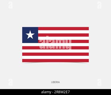 Liberia flag - flat vector rectangle with rounded corners and dropped shadow Stock Vector Image ...