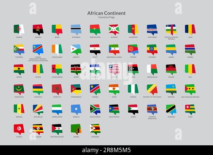 African Continent countries flag icons collection Stock Vector Image ...