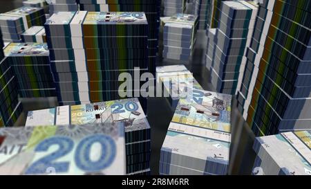 Kuwait money Kuwaiti Dinar money pack 3d illustration. 20 KWD banknote ...