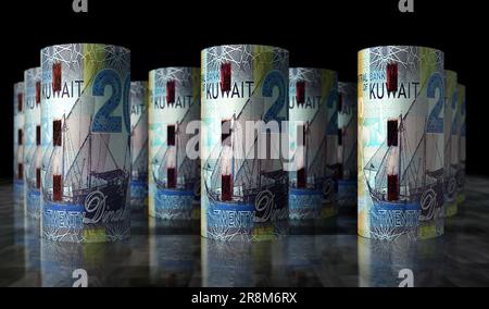 Kuwait money Kuwaiti Dinar money roll 3d illustration. 20 KWD banknote ...