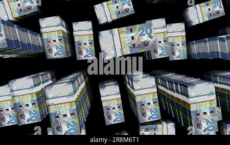 Kuwait money Kuwaiti Dinar money pack 3d illustration. 20 KWD banknote ...