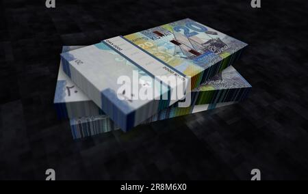 Kuwait money Kuwaiti Dinar money pack 3d illustration. 20 KWD banknote ...