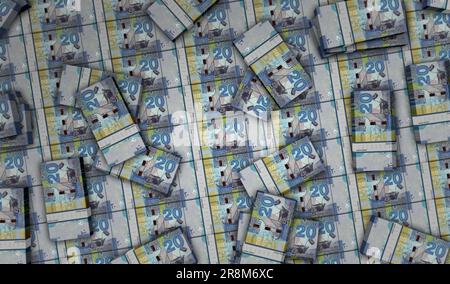 Kuwait money Kuwaiti Dinar money pack 3d illustration. 20 KWD banknote ...
