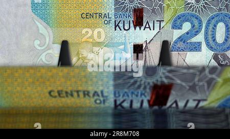 Kuwait money Kuwaiti Dinar money pack 3d illustration. 20 KWD banknote ...