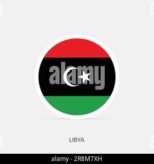 Flag of Libya, round icon with shadow, national symbol Stock Vector ...