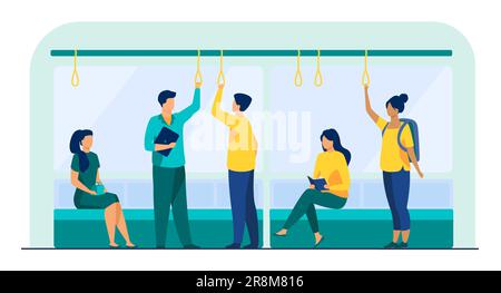 Passengers in metro wagon flat vector illustration Stock Vector Image ...