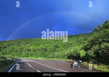 Rainbow on Mt. Chokai and Chokai Blue Line Stock Photo - Alamy