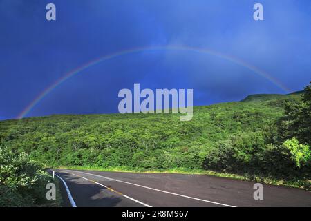 Rainbow on Mt. Chokai and Chokai Blue Line Stock Photo - Alamy