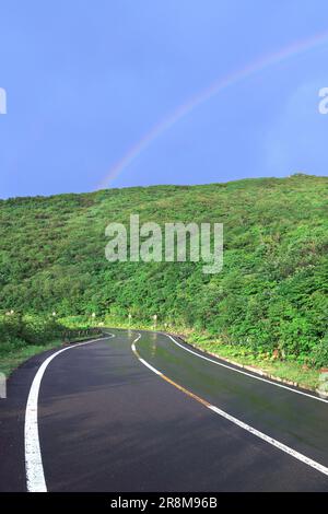 Rainbow on Mt. Chokai and Chokai Blue Line Stock Photo - Alamy