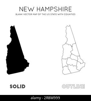 New Hampshire map. Blank vector map of the Us State. Borders of New ...
