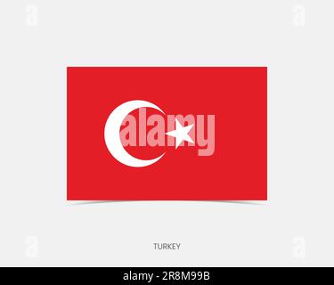 Turkey flag - flat vector rectangle with rounded corners and dropped ...