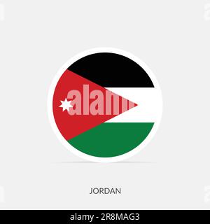 Flag of Jordan, round icon with shadow, national symbol Stock Vector ...