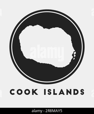 Cook Islands badge. Map of the island with beautiful geometric waves ...