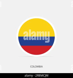 Flag of Colombia, round icon with shadow, national symbol Stock Vector ...