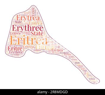 Eritrea Word Cloud. Country shape with region division. Eritrea ...