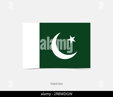 Pakistan flag - flat vector square with rounded corners and dropped ...