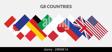 The G8 - Group of Eight Countries Rectangle flag icon set Stock Vector ...