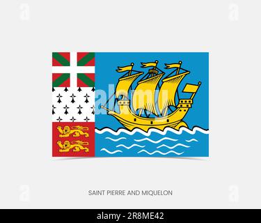 Flag of Saint Pierre and Miquelon, France with old texture. Vector ...