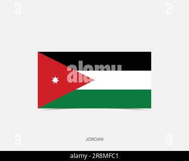 Jordan flag - flat vector rectangle with rounded corners and dropped ...