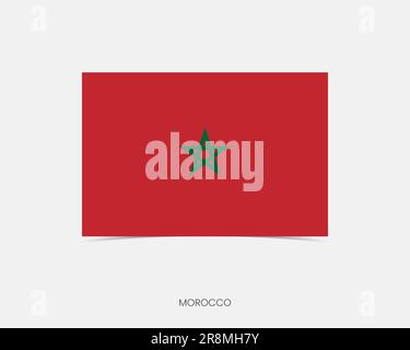 Morocco flag - flat vector rectangle with rounded corners and dropped ...