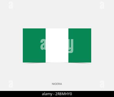 Nigeria flag - flat vector rectangle with rounded corners and dropped ...