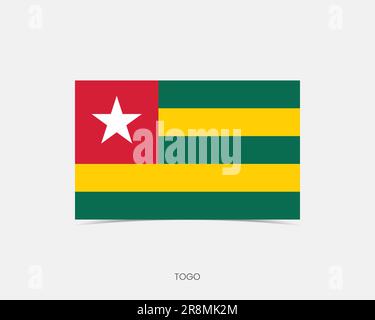 Togo flag - flat vector rectangle with rounded corners and dropped ...