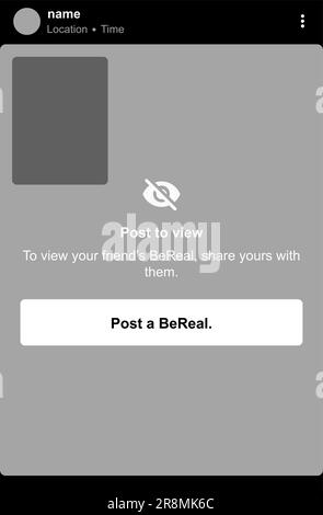 Kharkiv, Ukraine - June 18, 2023. BeReal mockup post template vector ...