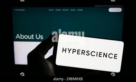 Smartphone with logo of US company Hyper Labs Inc. (Hyperscience) on ...