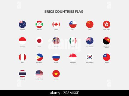 APEC - Asia-Pacific Economic Cooperation Countries Rectangle flag icon ...